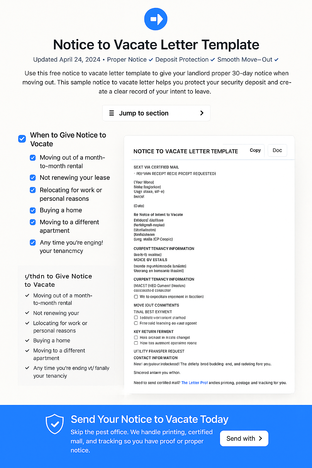 Notice to Vacate Letter Template | 30 Day Notice | The Letter Pilot