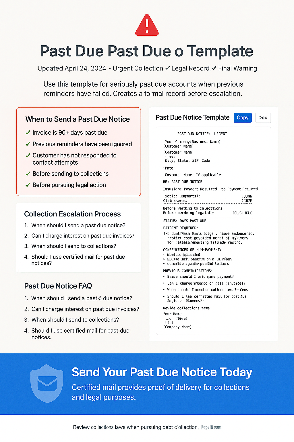 Past Due Notice Letter Template | Collection Notice | The Letter Pilot